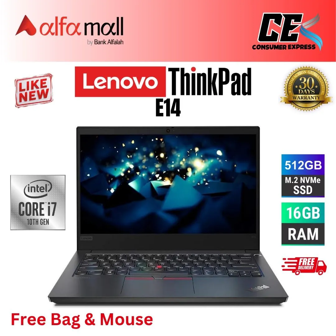 Lenovo Thinkpad E14 Core i7 10th Generation 16GB Ram 512GB SSD 14 Inch ...