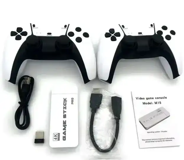 ORIGINAL M15 GAME STICK PRO 4K CONSOLE 64GB WITH 2 WIRELESS CONTROLLERS ...