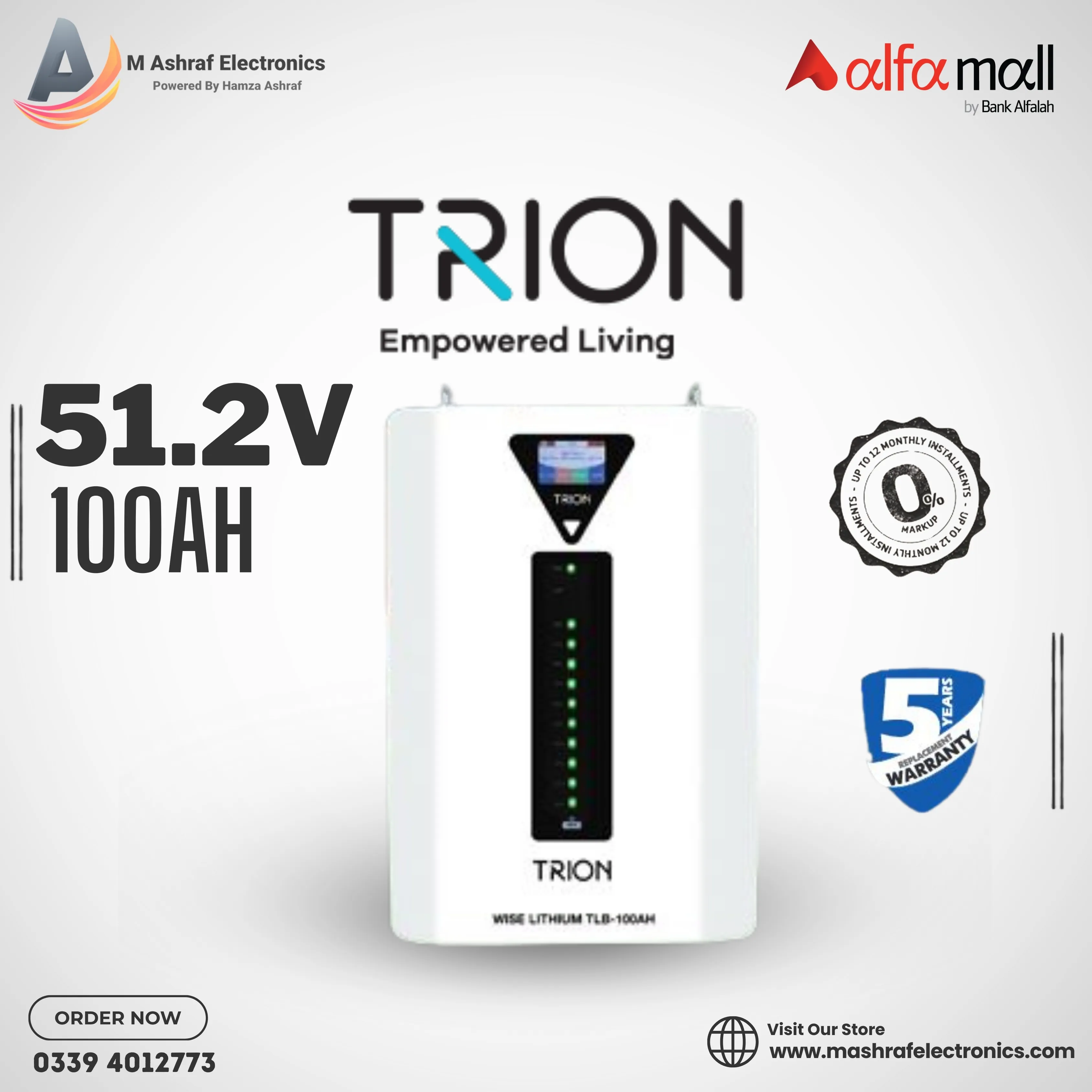 Trion WISE Solar Energy Storage System Built-in Wi-Fi and 51.2V 100Ah 48V Lithium Battery