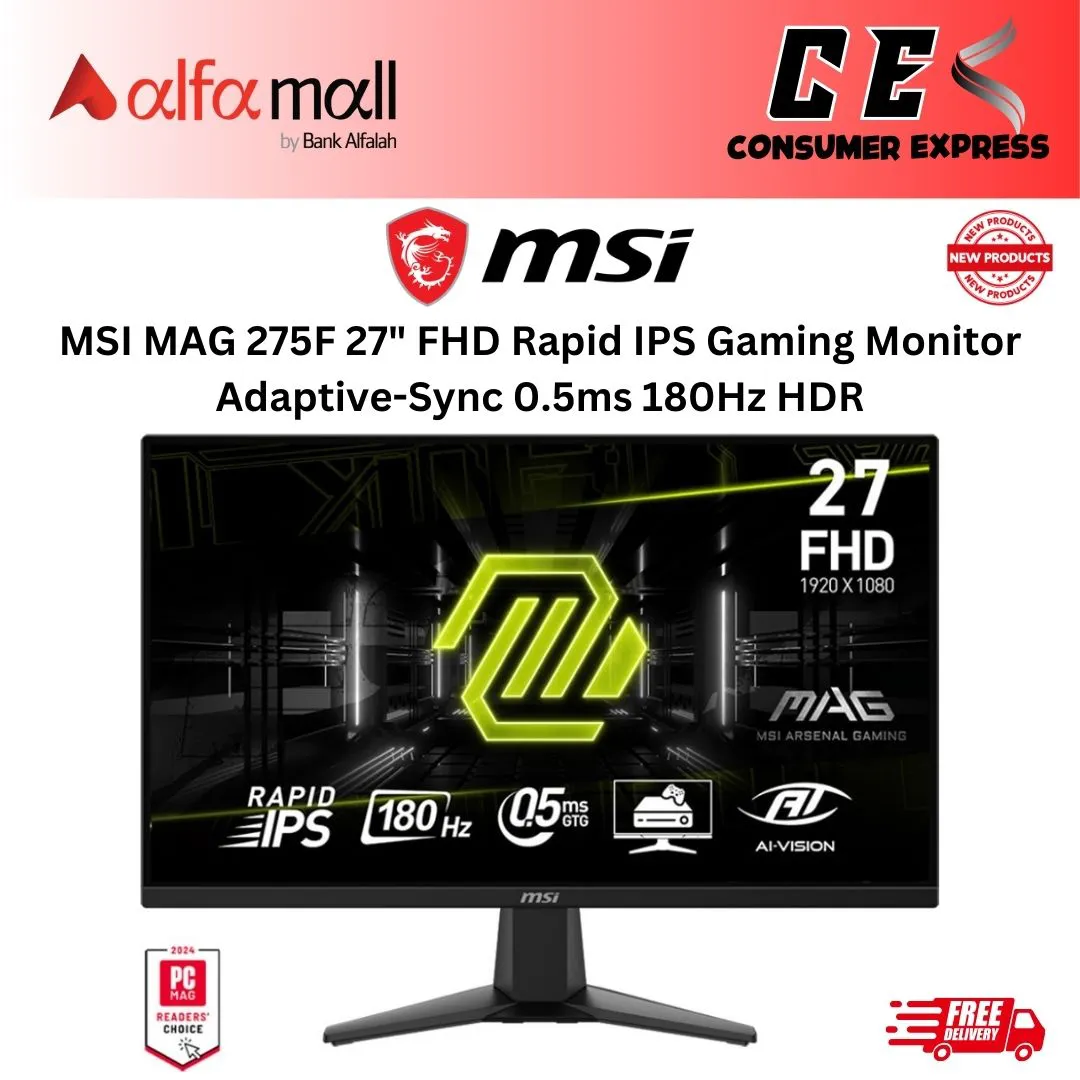 MSI MAG 275F 27" FHD Rapid IPS Gaming Monitor | Adaptive-Sync 0.5ms ...