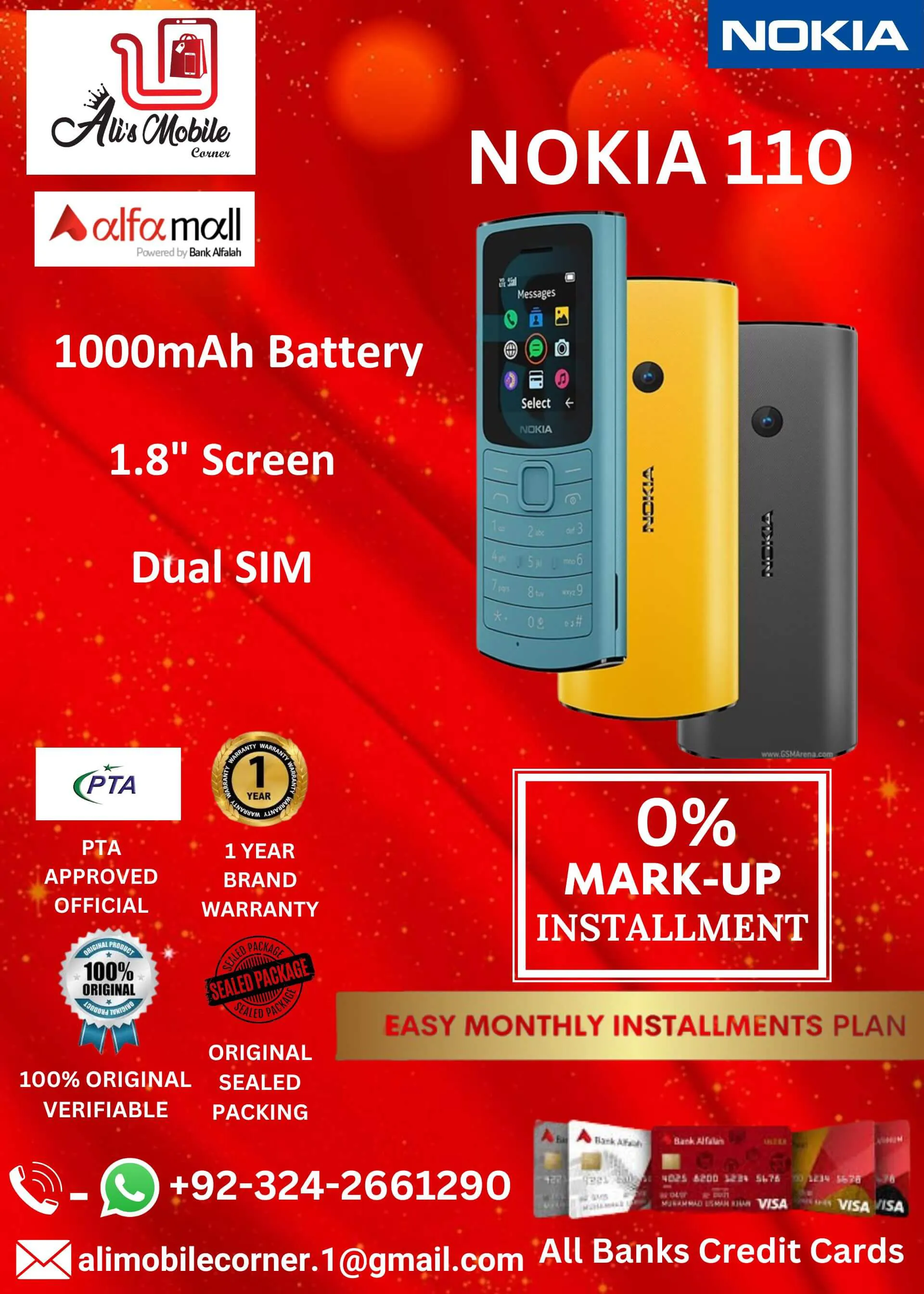 NOKIA 110 On Easy Monthly Installments By ALI's Mobile