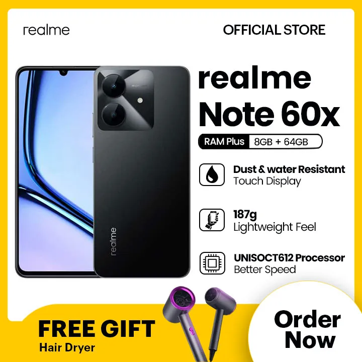 realme Note 60x Get Free Gift | Up to 3GB+5GB Dynamic RAM + 64GB ROM ...