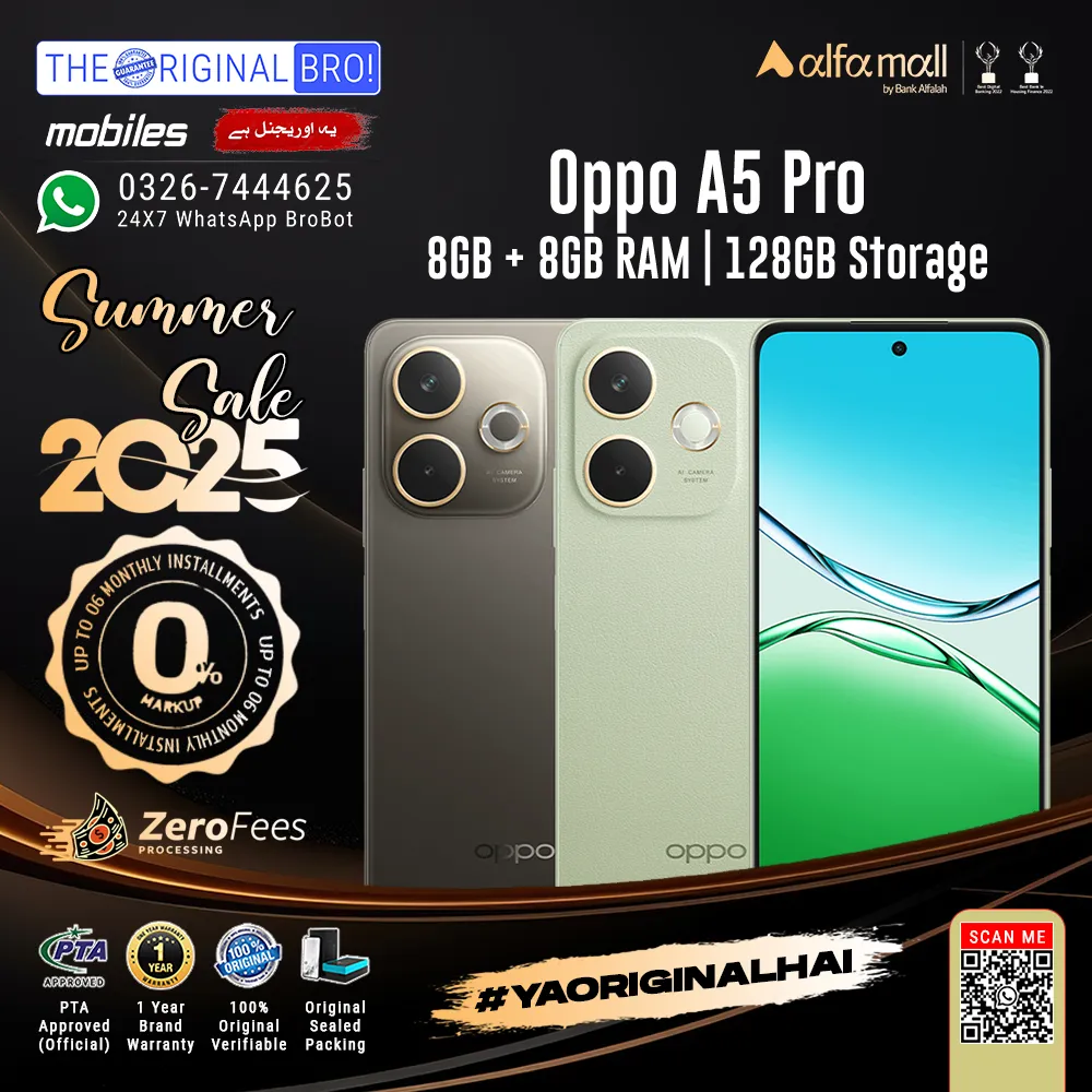 Oppo A5 Pro | 8GB RAM - 128GB Storage | 0% Markup Installments | PTA Approved | 1 Year Official ...