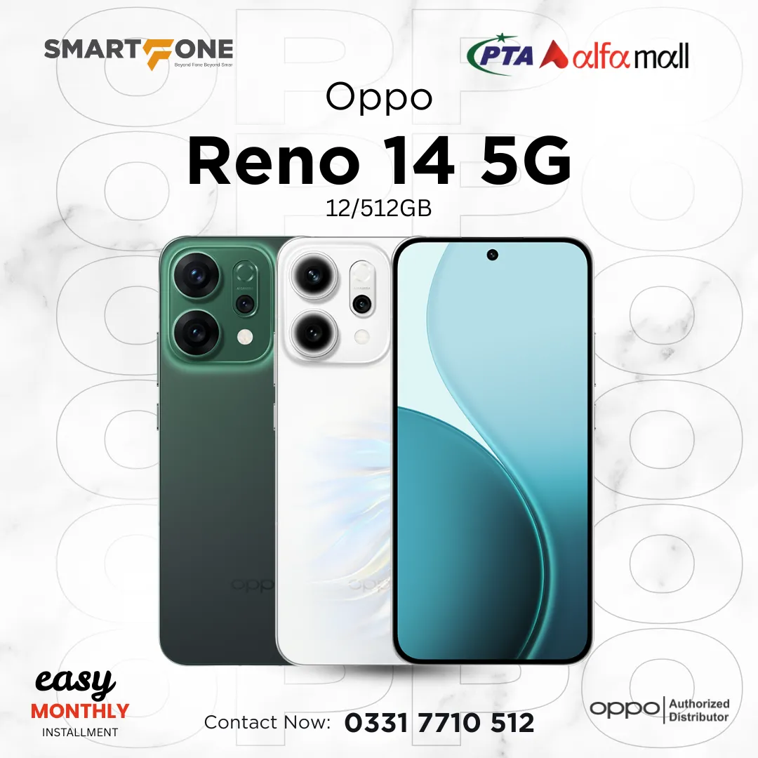 Oppo Reno 14 5G (12GB-512GB) PTA Approved | Official One Year Warranty | AlfaMall