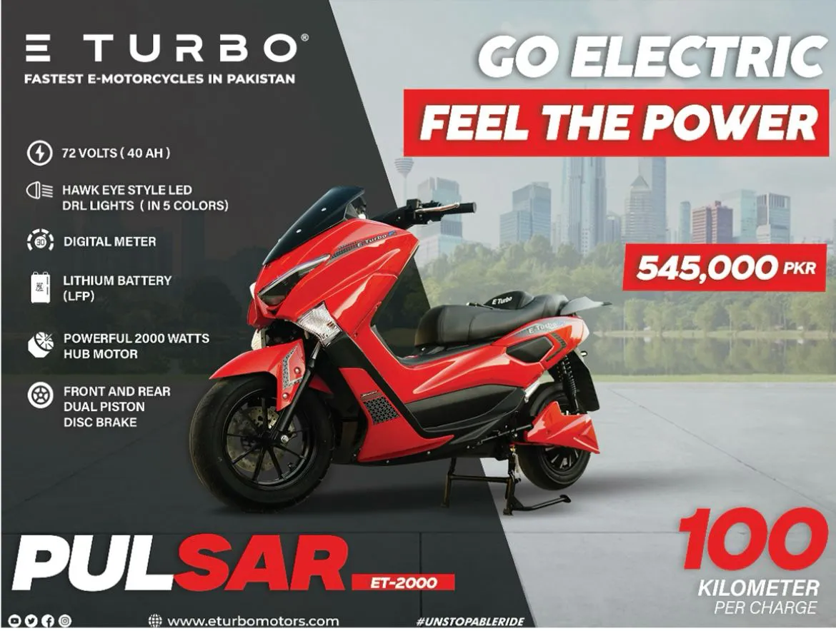 ETurbo PULSAR by Green wheels Additial Rs.15,000/ Charges Outside of Karachi | AlfaMall