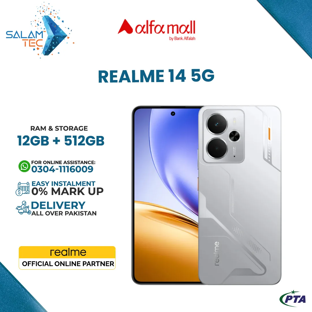 Realme 14 5G 12GB RAM 512GB Storage On Easy Installments with 1 Year ...
