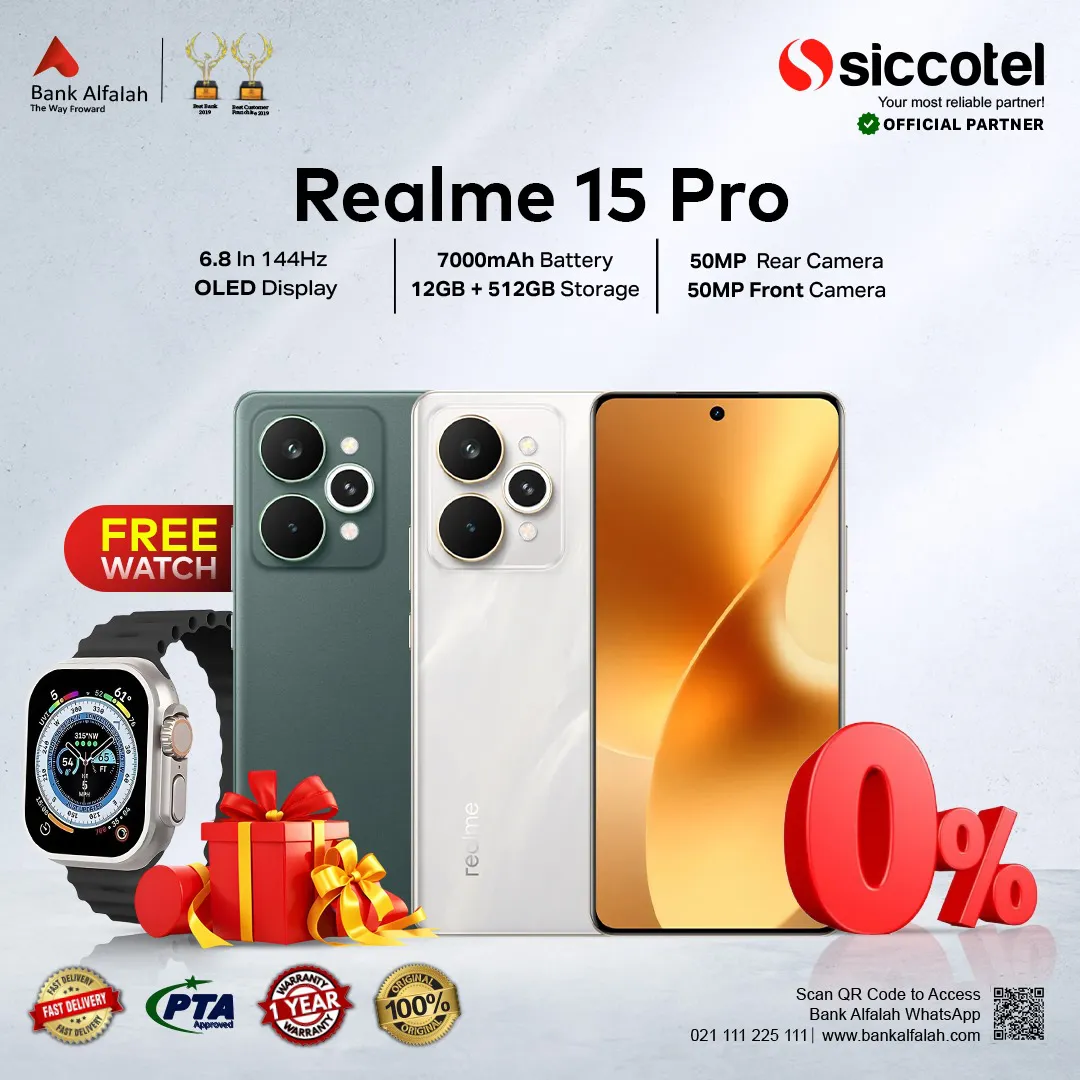 Realme 15 Pro 5G 12GB + 512GB With Free Zentality Ultra Smart Watch | 1 ...