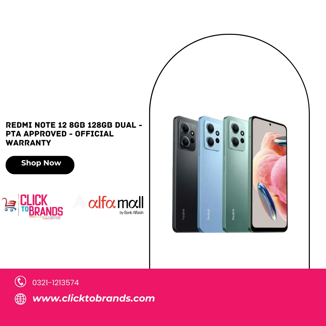 Redmi Note 12 8GB 128GB Dual - PTA Approved - Official Warranty - NON INST