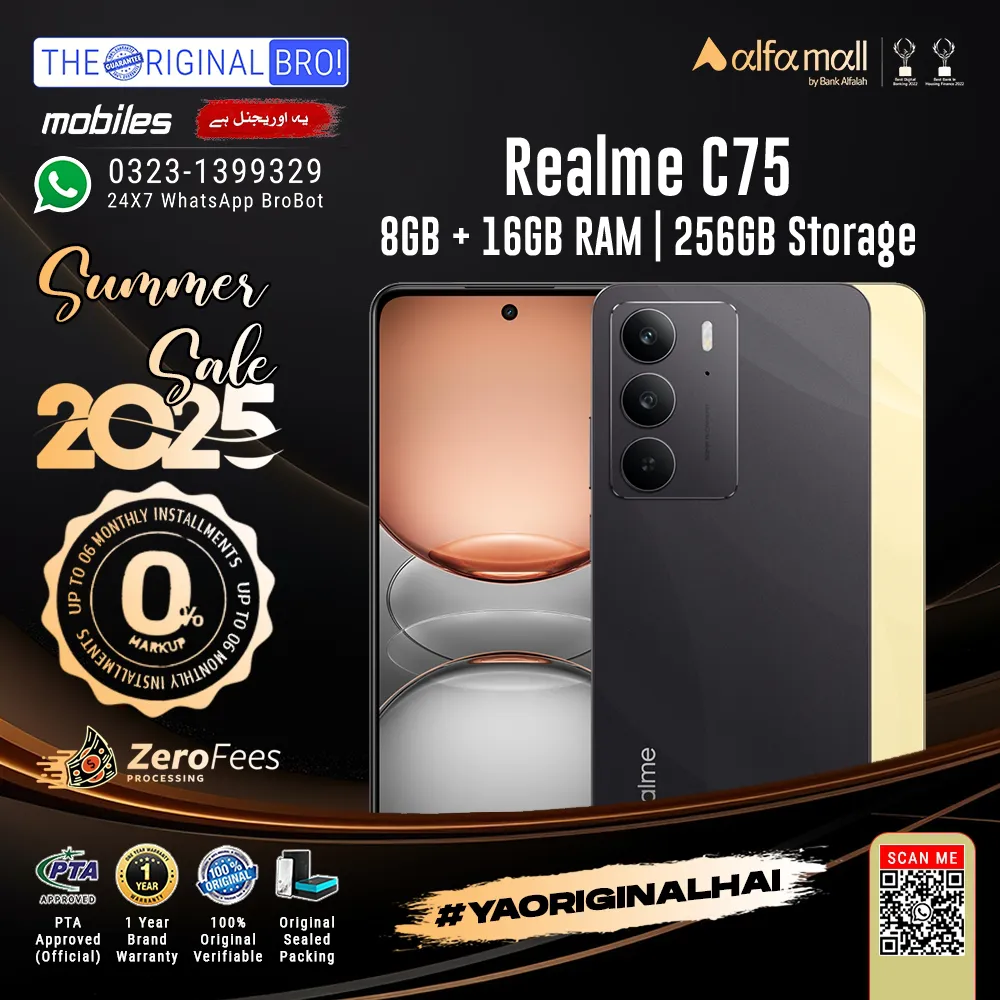 Realme C75 | 256GB Storage - 8GB RAM | 0% Markup Installments | PTA Approved | 1 Year Official ...
