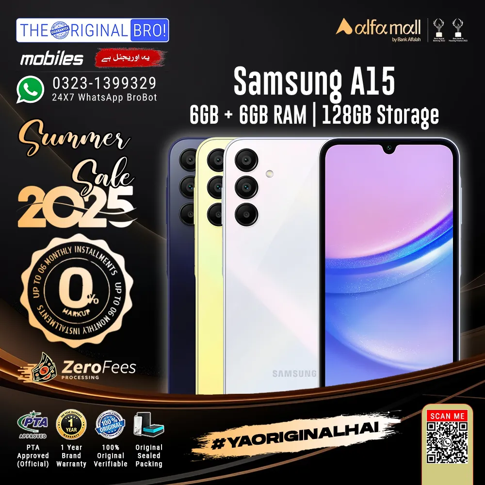 A15 - 128GB Storage - 6GB RAM - PTA Approved - 0% Markup - 12-Months ...