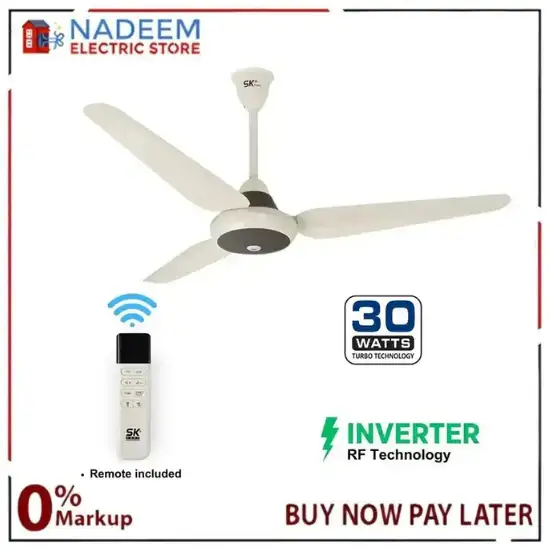 SK Super Deluxe Model 30 Watts Inverter Ceiling Fan 56 Inch Energy Efficient Remote Control ...