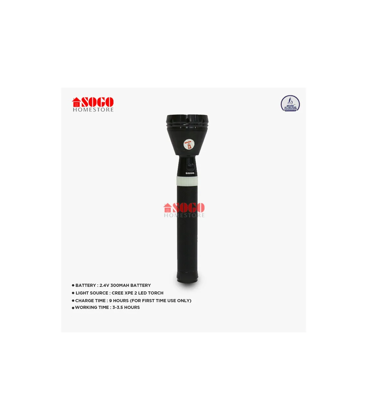 Sogo Rechargeable Metal High Power 5w Led Torch Light (JPN-311)