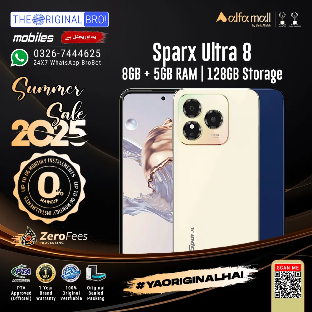 Sparx Ultra 8 | 8GB RAM - 128GB Storage | 0% Markup Installments | PTA ...
