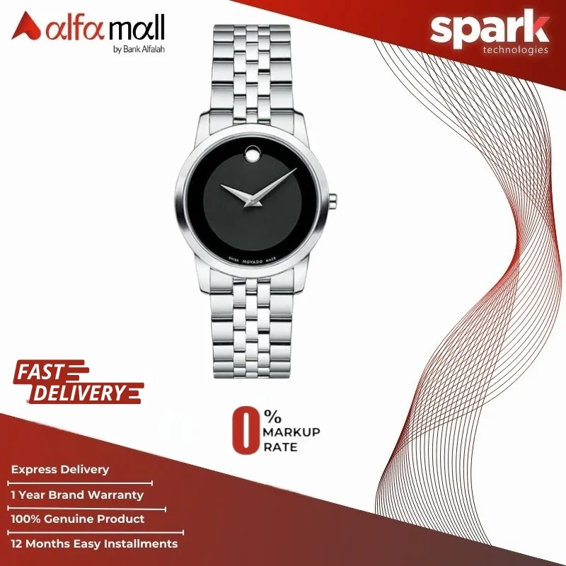 Movado Women's Museum Classic 28mm Stainless Steel Swiss Quartz Black ...