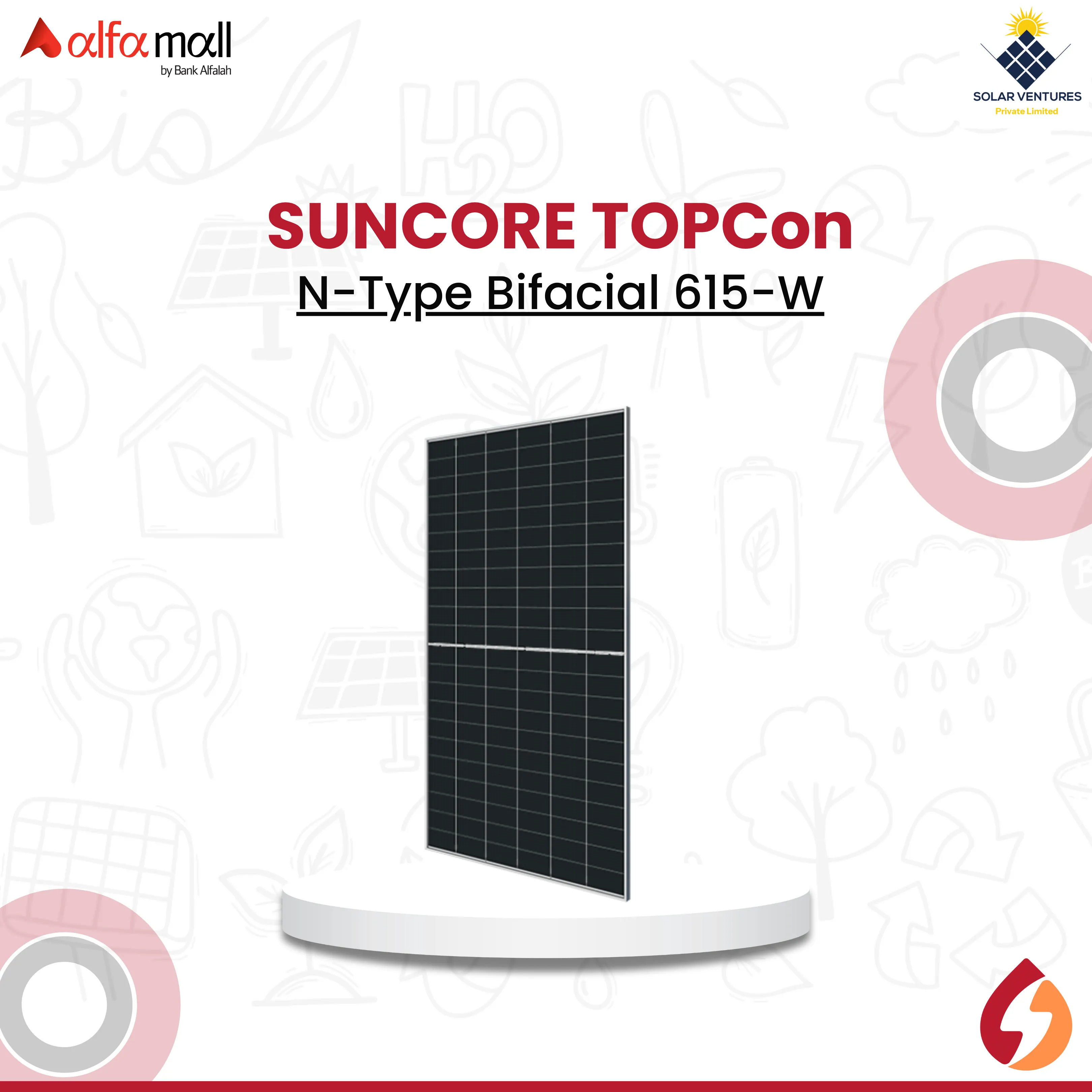 Suncore Topcon N-Type Bifacial 615-Watt Panel | AlfaMall