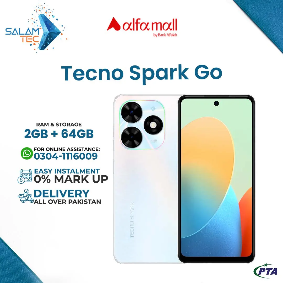 Tecno Spark Go 2GB RAM 64GB Storage On Easy Installments with 1 Year Brand Warranty & PTA ...