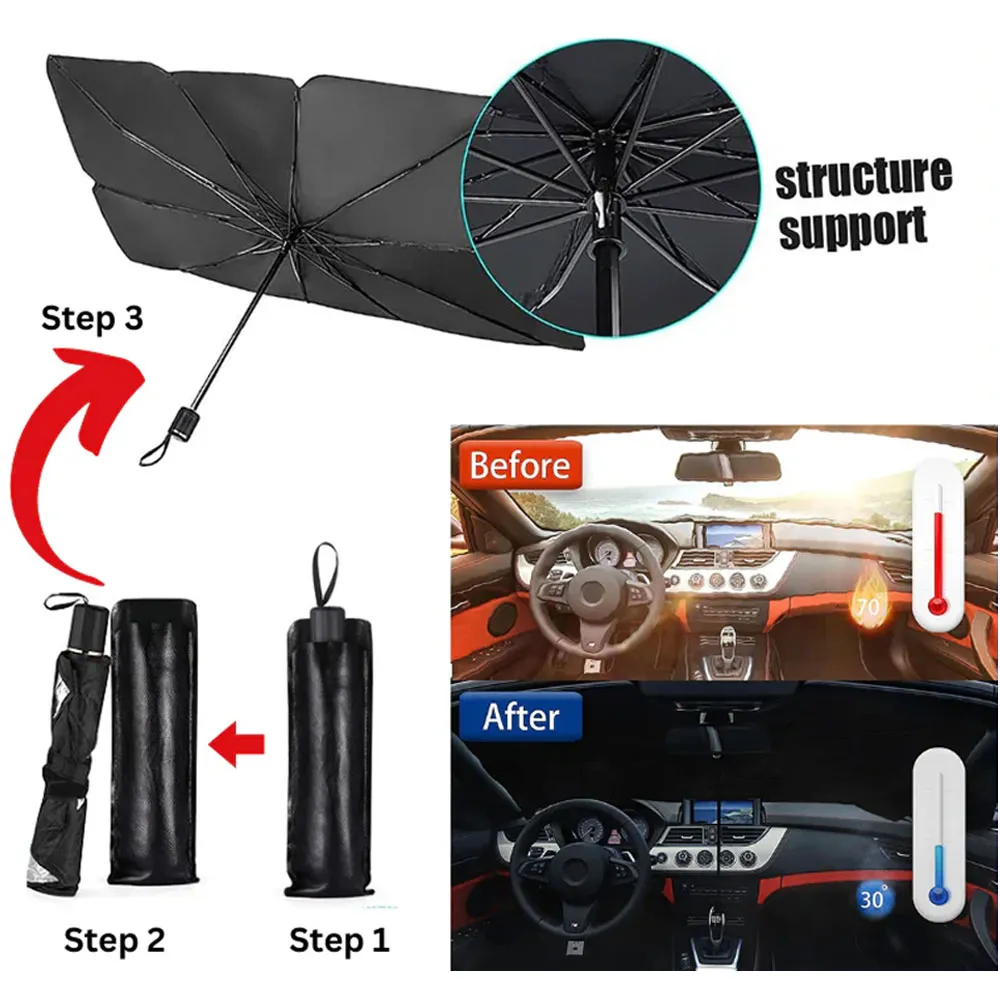 Universal Car Windshield Sun Shade Umbrella Protector | AlfaMall