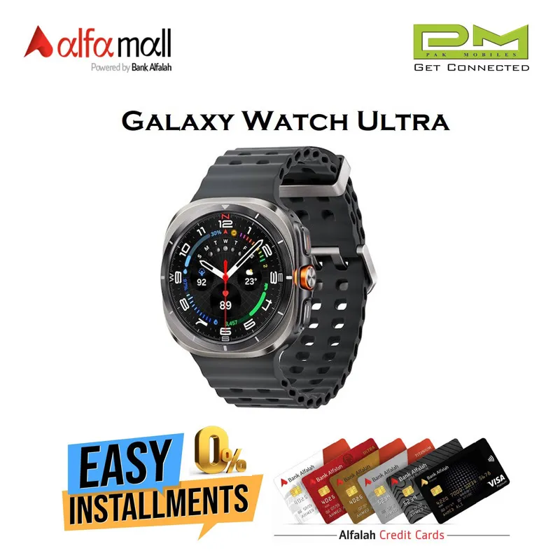 Samsung Galaxy Watch Ultra 47mm Silver with Black Straps - (Pak Mobiles)