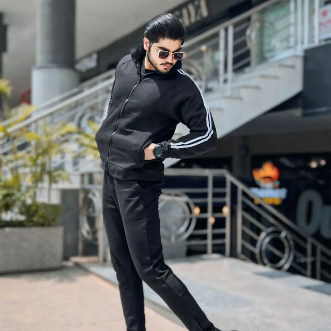 Black 3 stripes track suits for men's by Trendy Outfits | AlfaMall