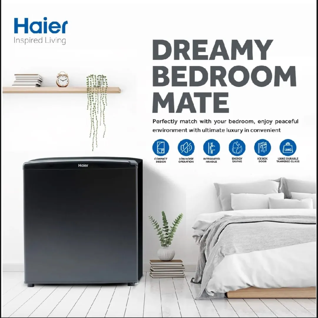 Haier HR-66 B Single Door 2.3CF Mini Room Refrigerator(NEW 2025 MODEL)
