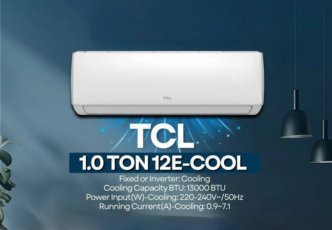TCL 1 Ton 12E-Cool Air Conditioner T3 DC Inverter Ampare Lock Upto 12Month Installments-UE