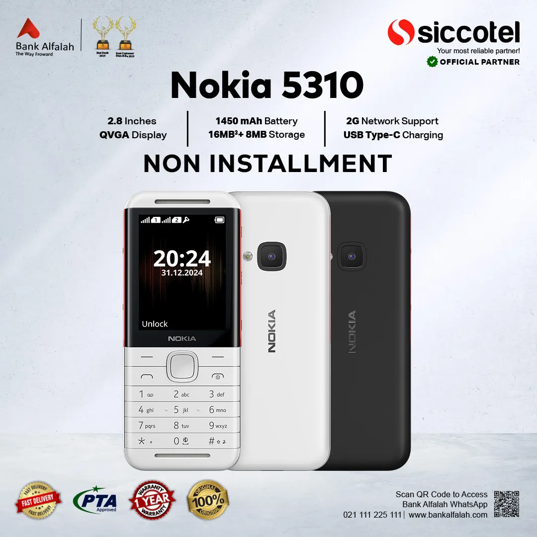 Nokia 5310 2024 | 1 Year Warranty | Non Installment By Authorised Distributor - Siccotel | AlfaMall