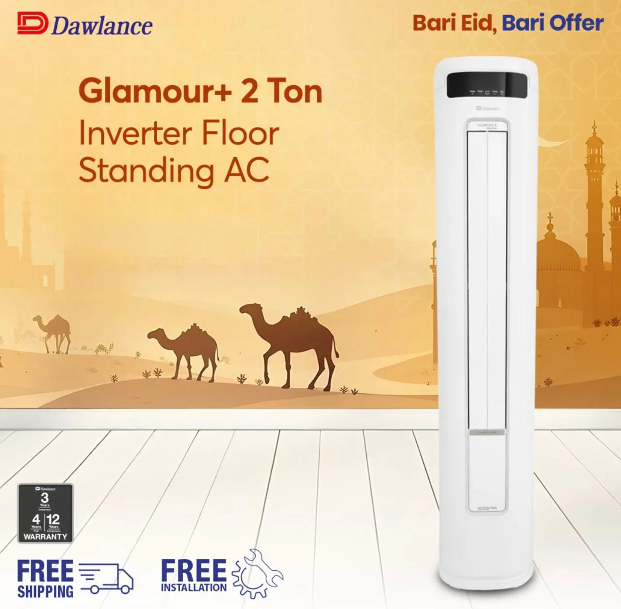 Dawlance Glamour+45 Floor Standing Air Conditioner 2.0 Ton *(NEW 2025 ...