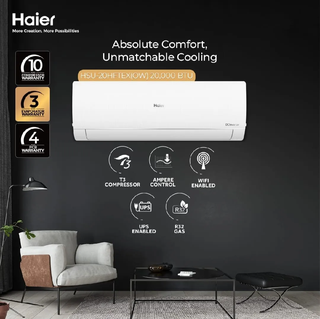 Haier HSU-20HFT -T3 Plus Inverter WiFi Smart Air Conditioner 1.5 Ton ...