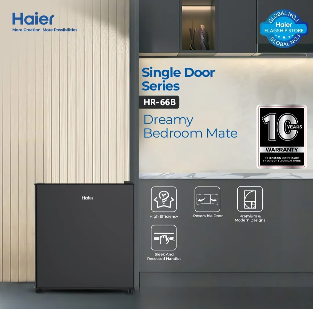 Haier HR-66 B Single Door 2.3CF Mini Room Refrigerator(NEW 2025 MODEL ...