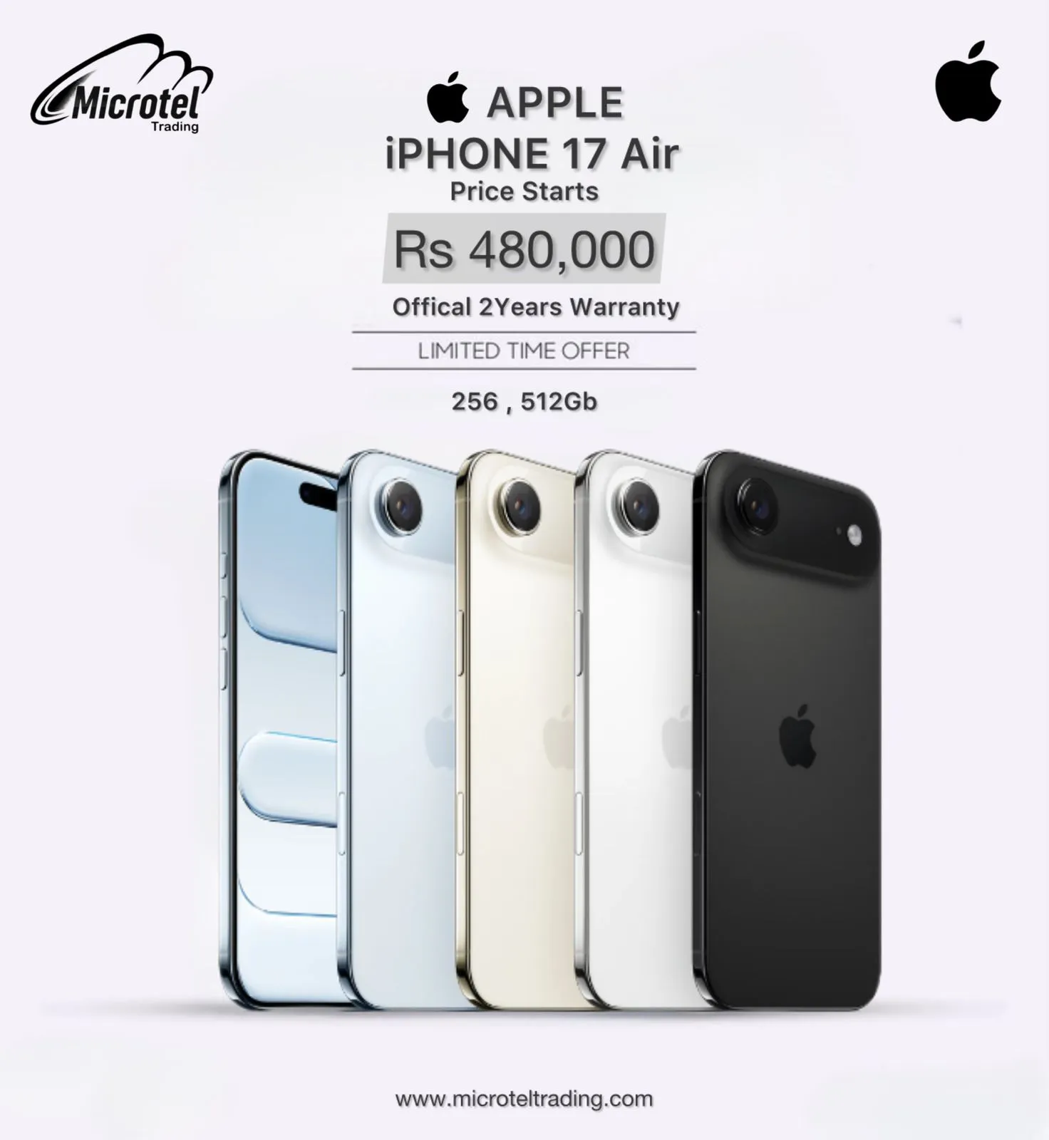 Apple iPhone 17 Air 256GB Official Pta Approved With 2Years and Care+ Official Warranty_On ...