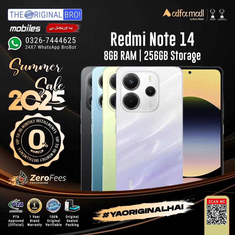 Redmi Note 14 | 8GB RAM - 256GB Storage | 0% Markup Installments | PTA ...