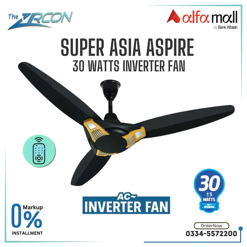 Super Asia Aspire Model 30 watts Inverter Celling Fan 56 Inch Energy ...
