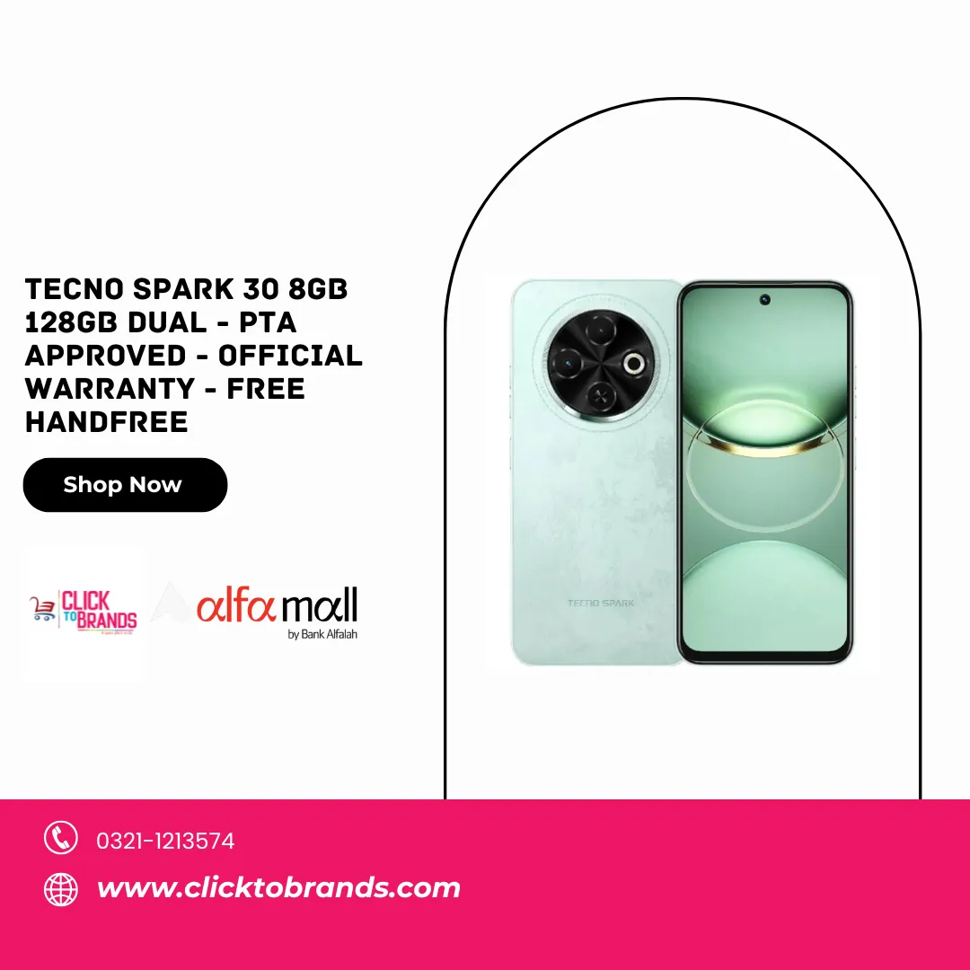 Tecno Spark 30 8GB 128GB Dual - PTA Approved - Official Warranty - FREE HandFree